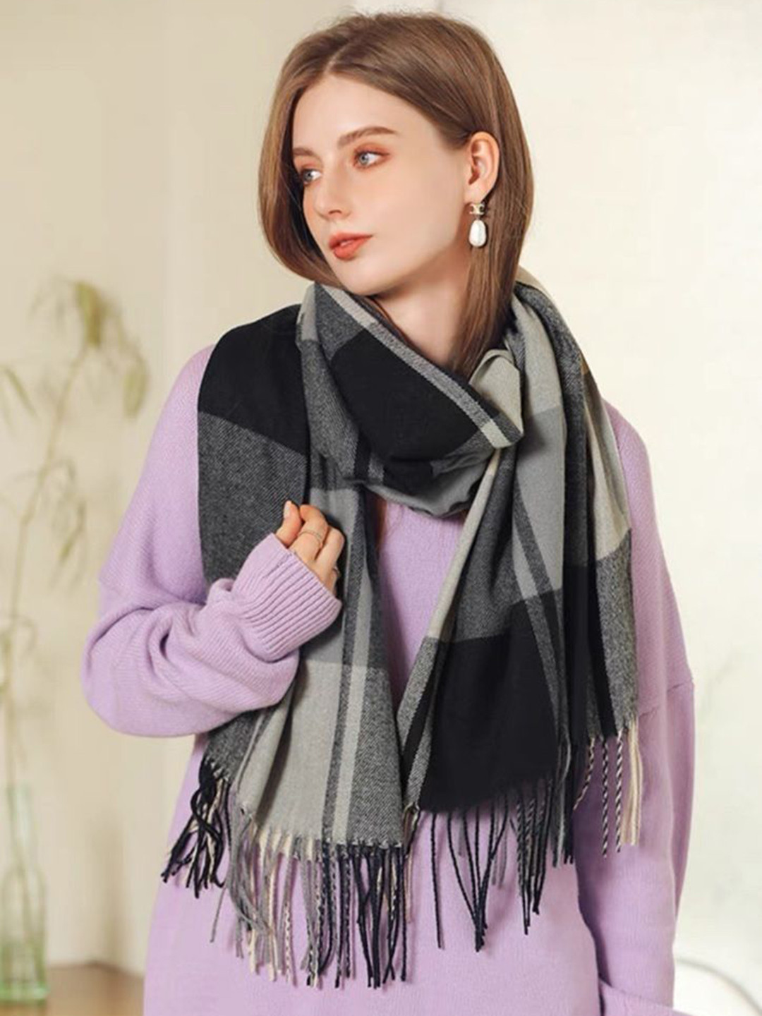 Buy Alexvyan Women Checked Acrylic Mufflers - Mufflers for Women ...