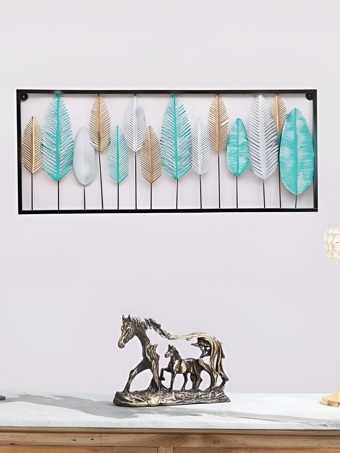 Buy Amaya Decors Blue & White Metal Rectangular Wall Decor - Wall Decor ...