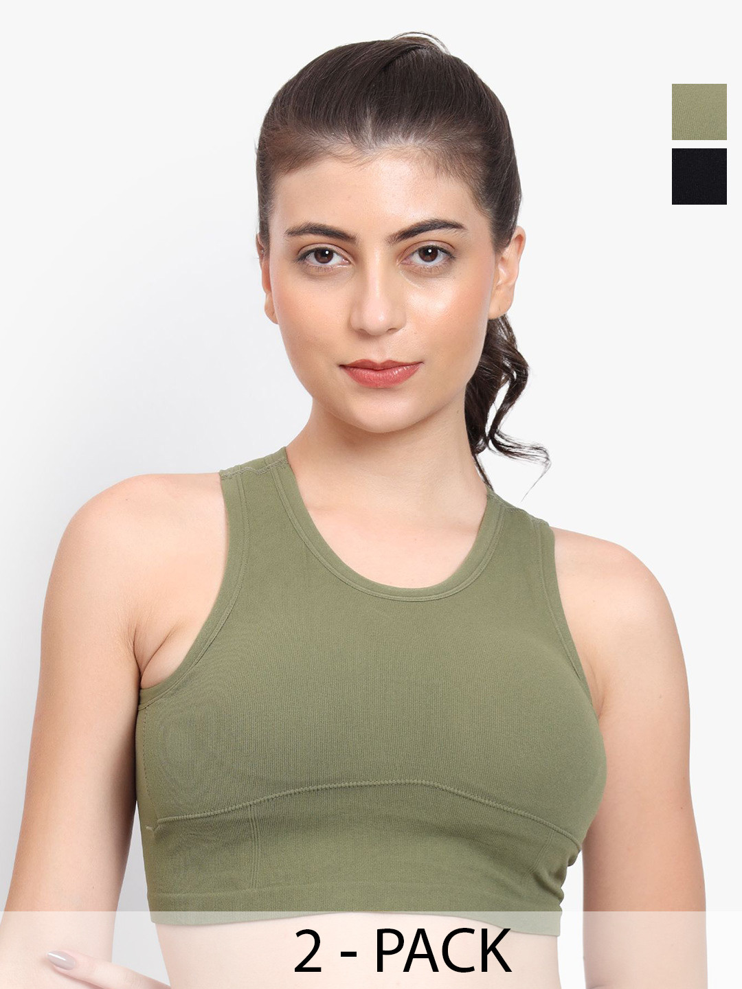 Buy PARKHA Pack Of 2 Full Coverage Lightly Padded Workout Bra Moisture ...