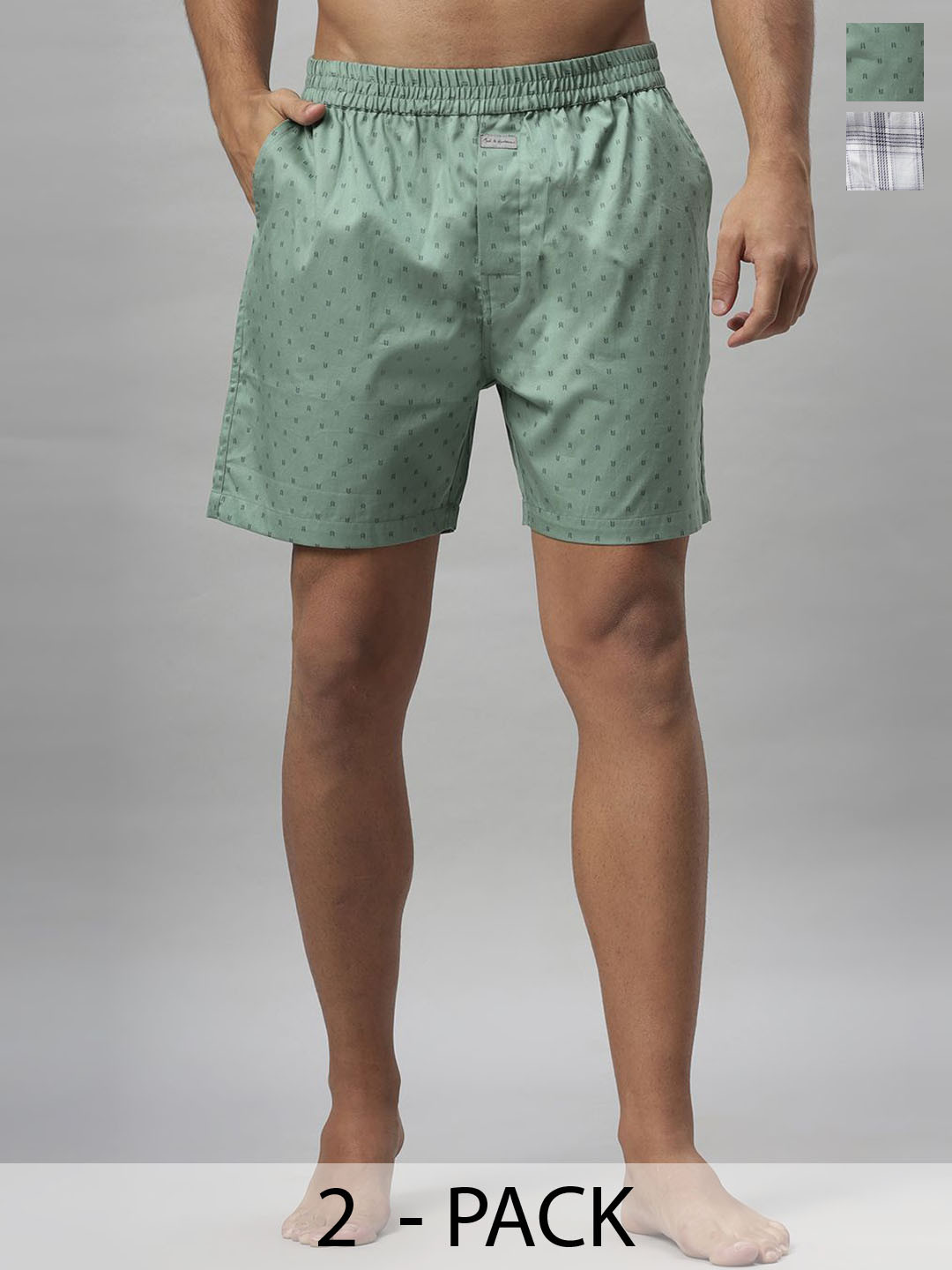 Buy Mast & Harbour Pack Of 2 Printed Pure Cotton Boxers MH H 009a WHITE ...