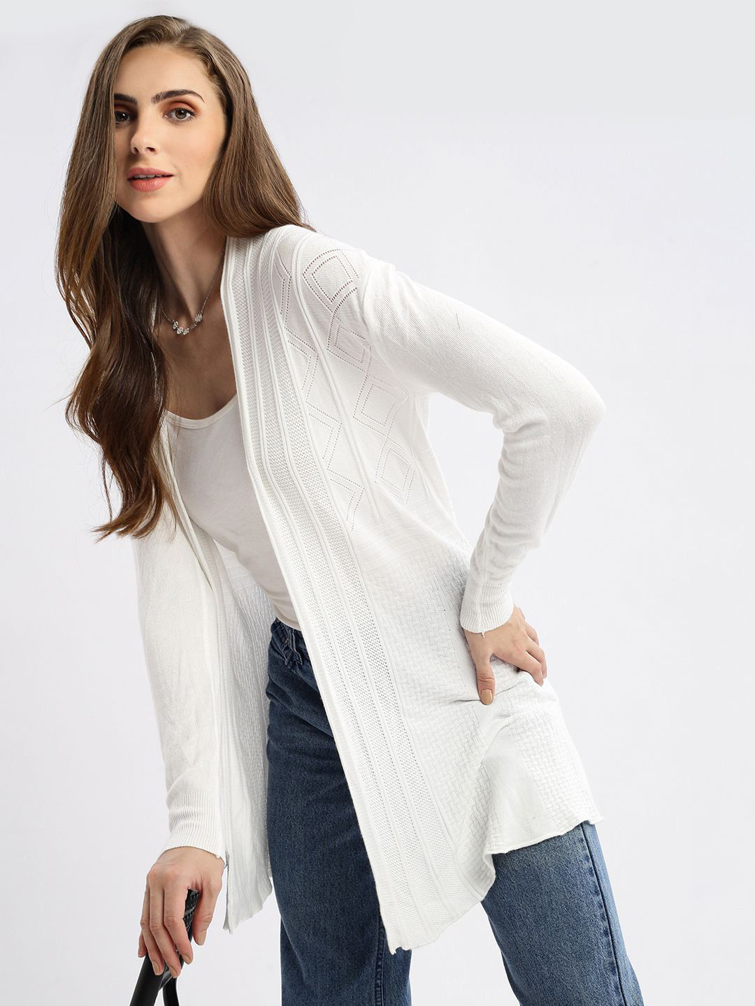 Buy SHOWOFF Women Longline Shrug - Shrug for Women 30059594 | Myntra