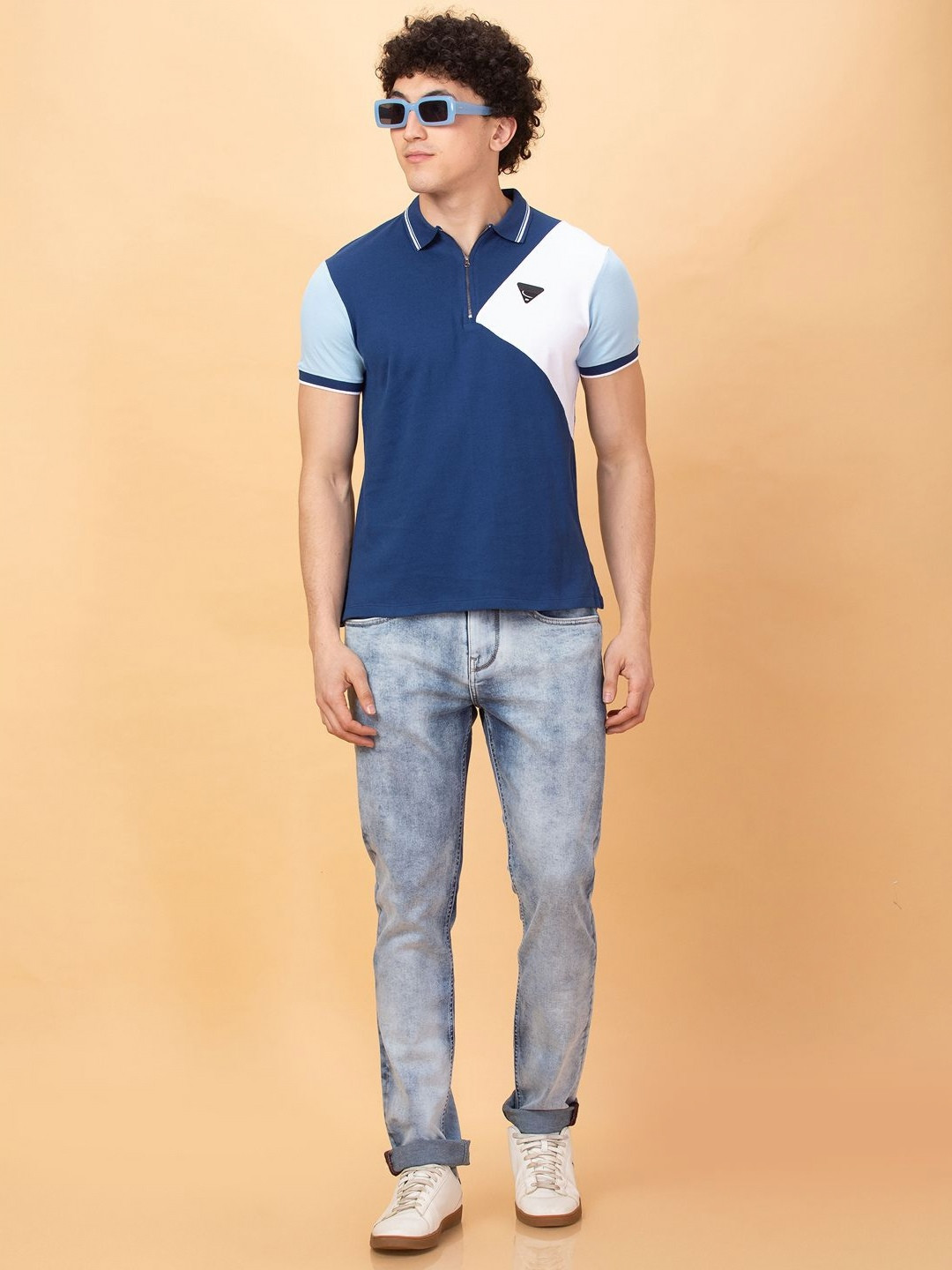 Buy Being Human Men Colourblocked Polo Collar Applique T Shirt ...