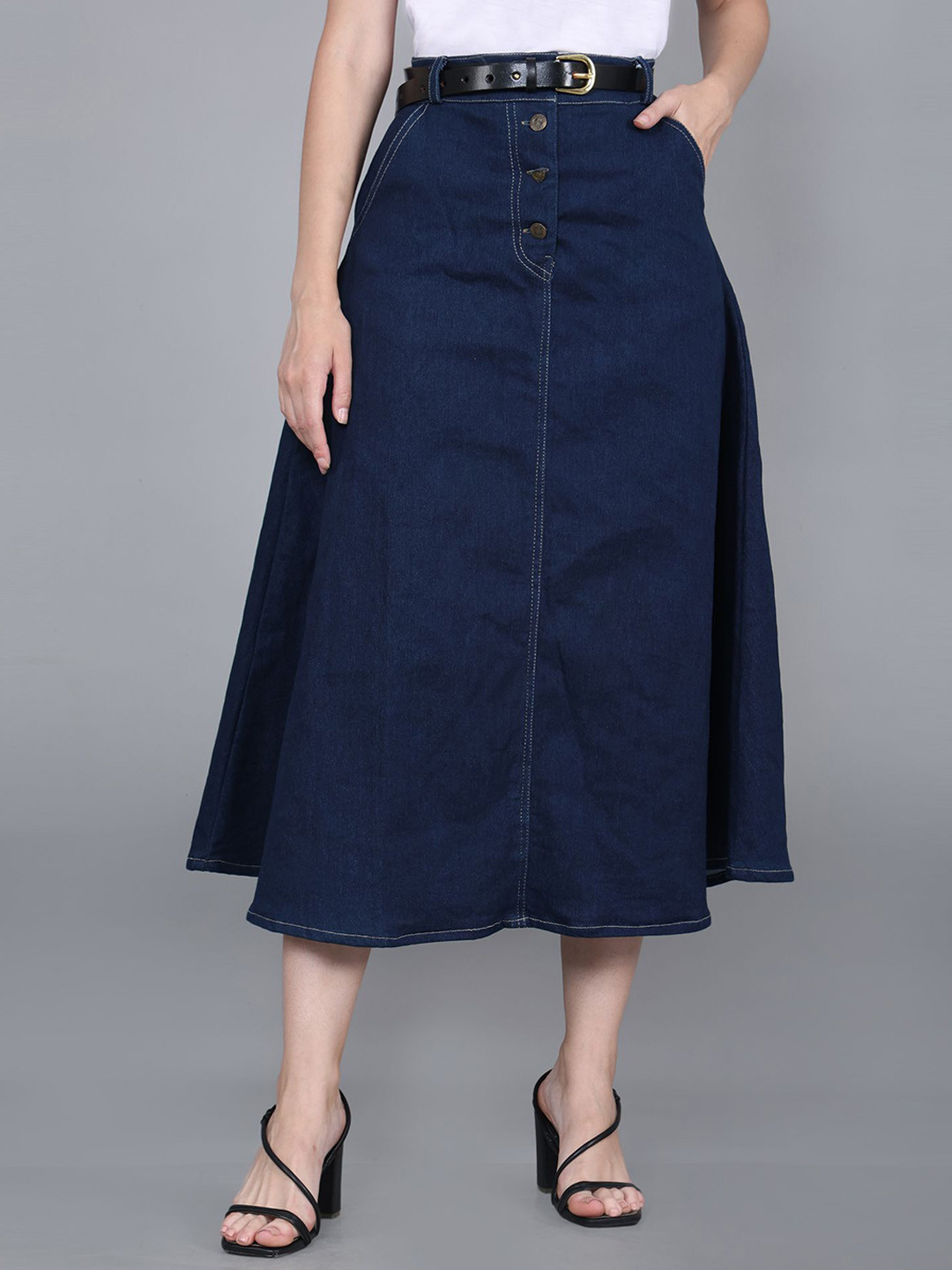 Buy Codaisy Denim A Line Midi Skirt - Skirts for Women 30070594 | Myntra
