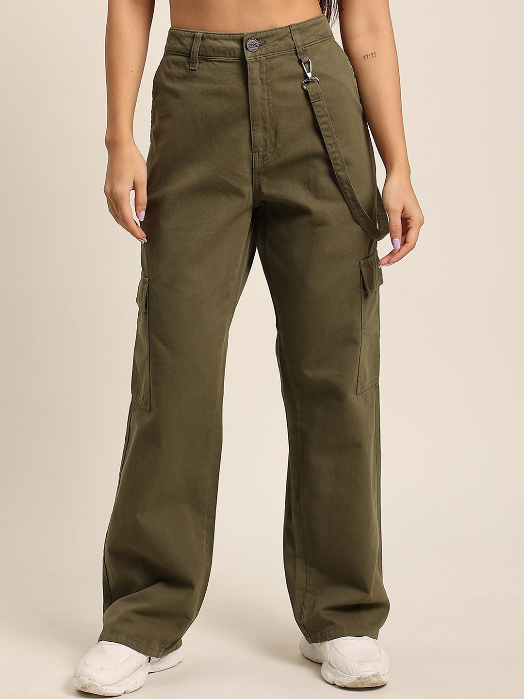 Buy IVOC Women Straight Fit High Rise Cargos Trousers - Trousers for ...