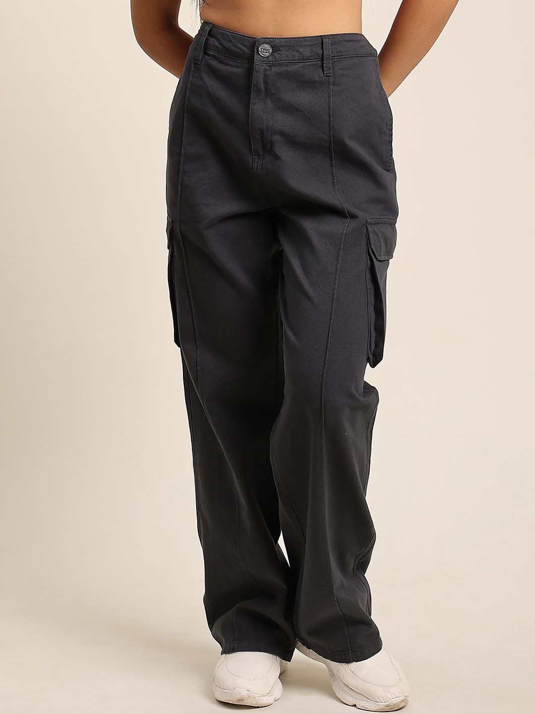 Buy IVOC Women Straight Fit High Rise Cargos Trousers - Trousers for ...