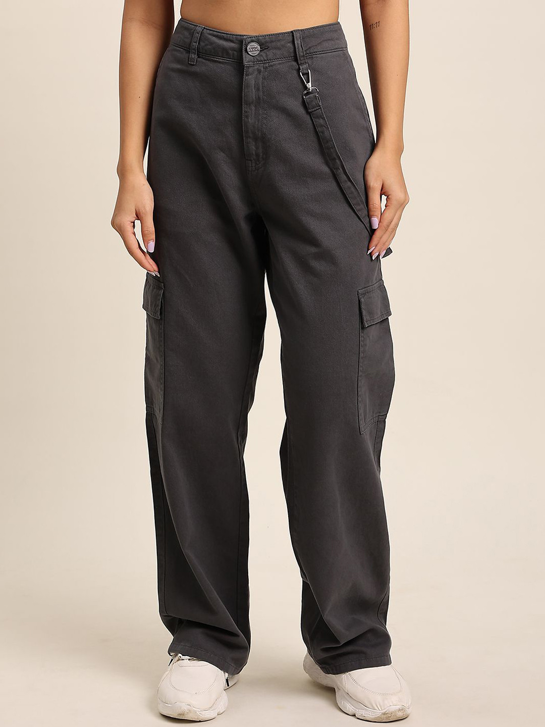 Buy IVOC Women Straight Fit High Rise Cargos Trousers - Trousers for ...