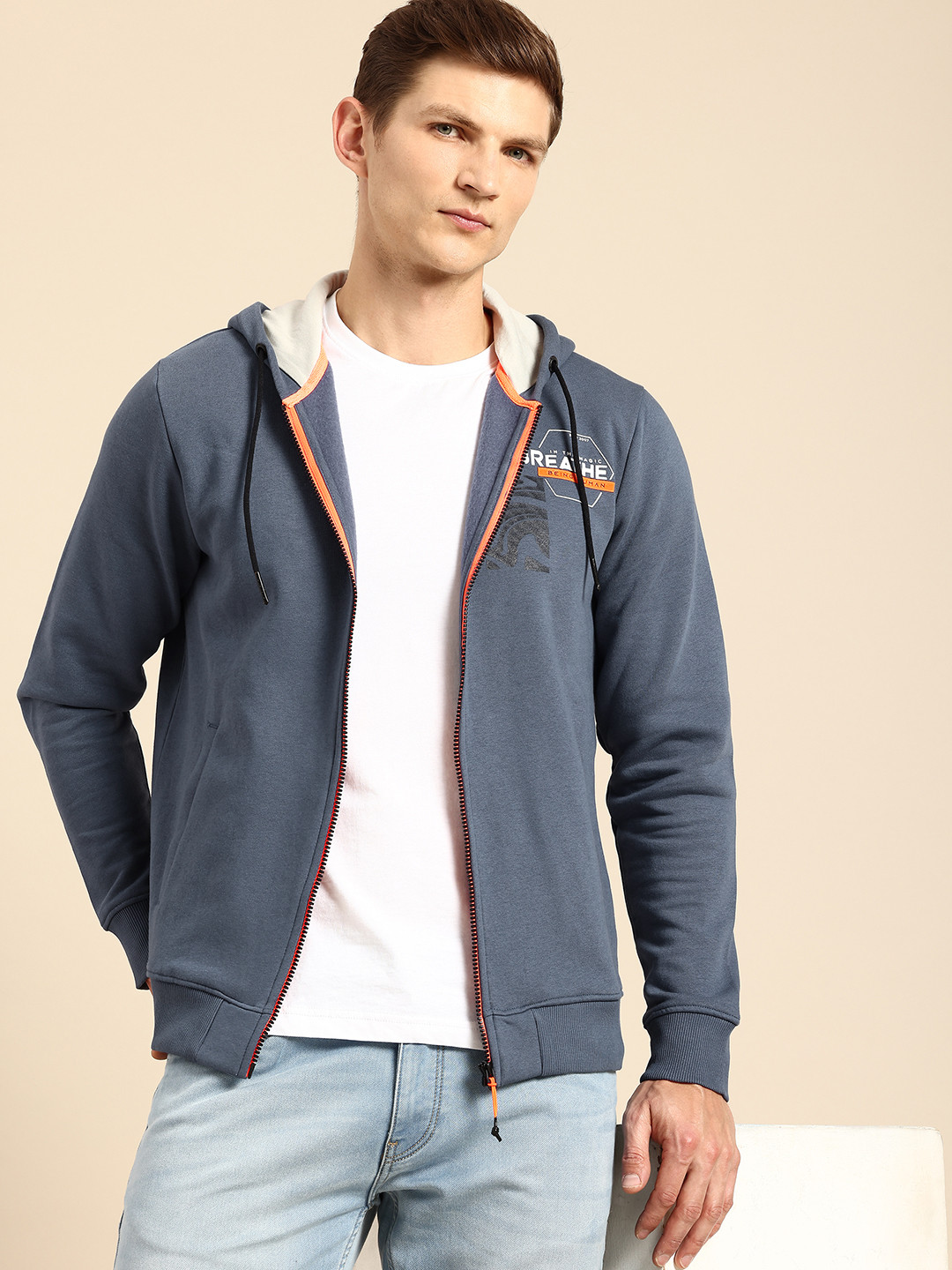 Buy Being Human Brand Logo Printed Hooded Front Open Sweatshirts ...