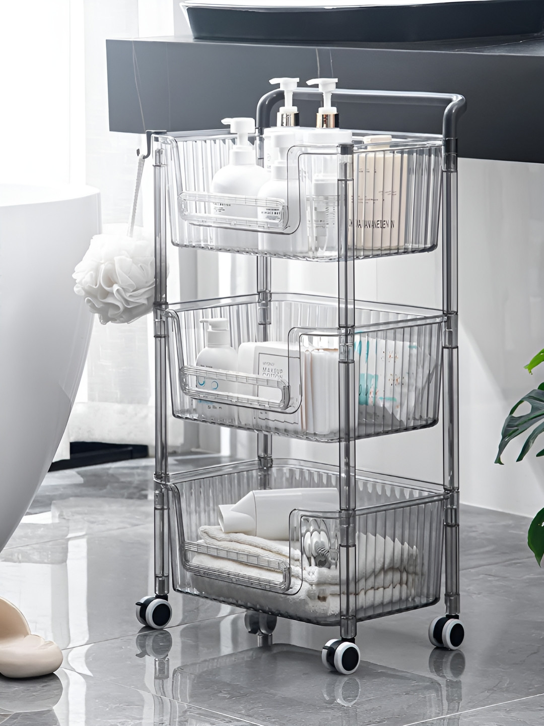 Buy Kuber Industries Transparent Self Design Multipurpose Trolley ...