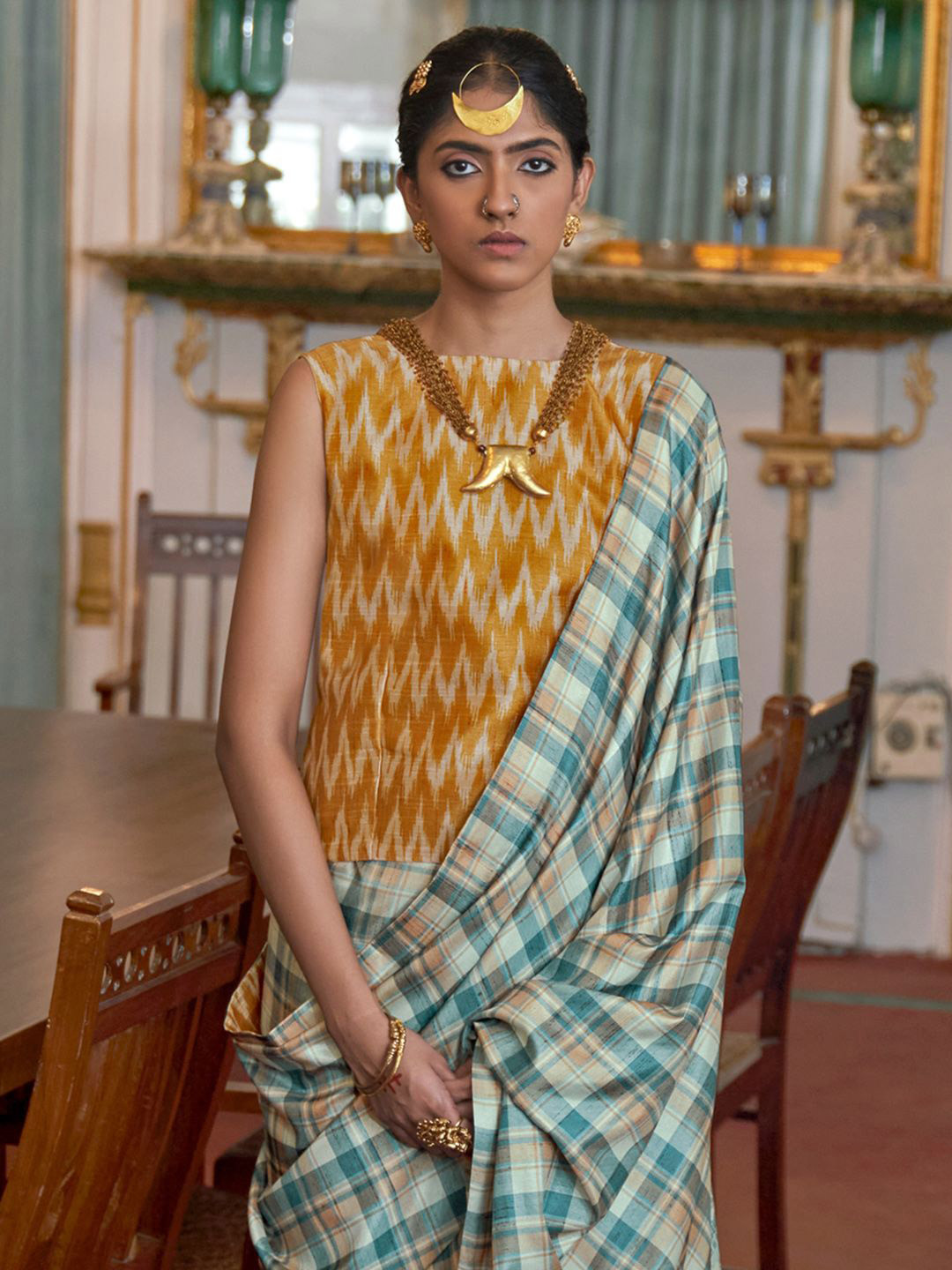 Buy Anouk Checked Block Print Saree - Sarees for Women 30078666 | Myntra