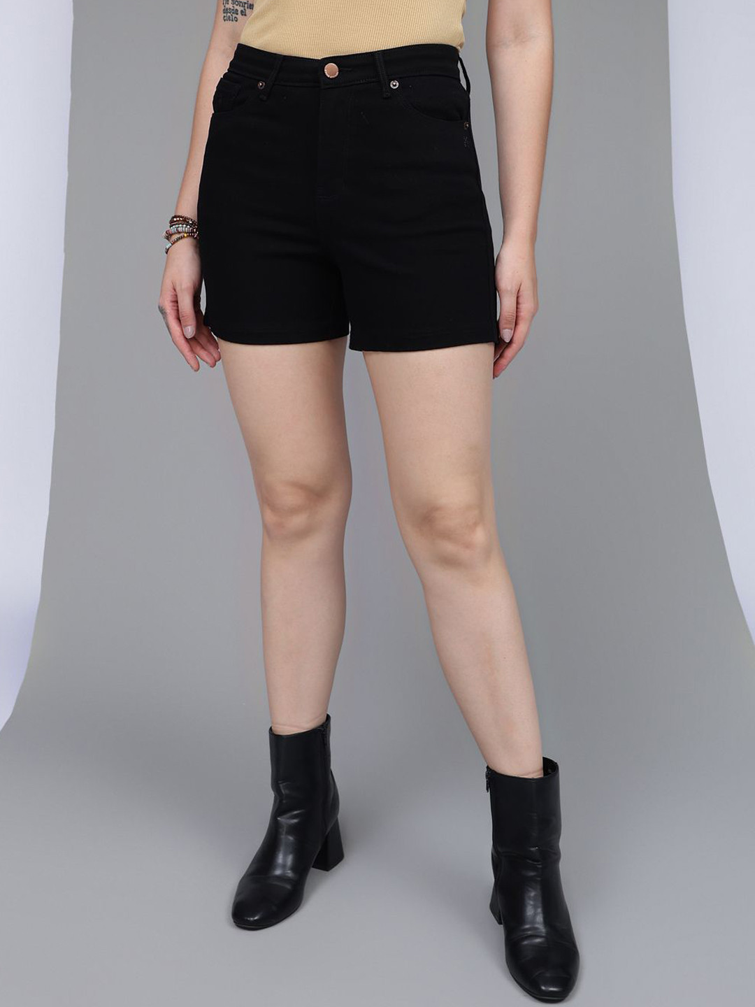 Buy Xpose Women High Rise Denim Shorts - Shorts for Women 30080147 | Myntra