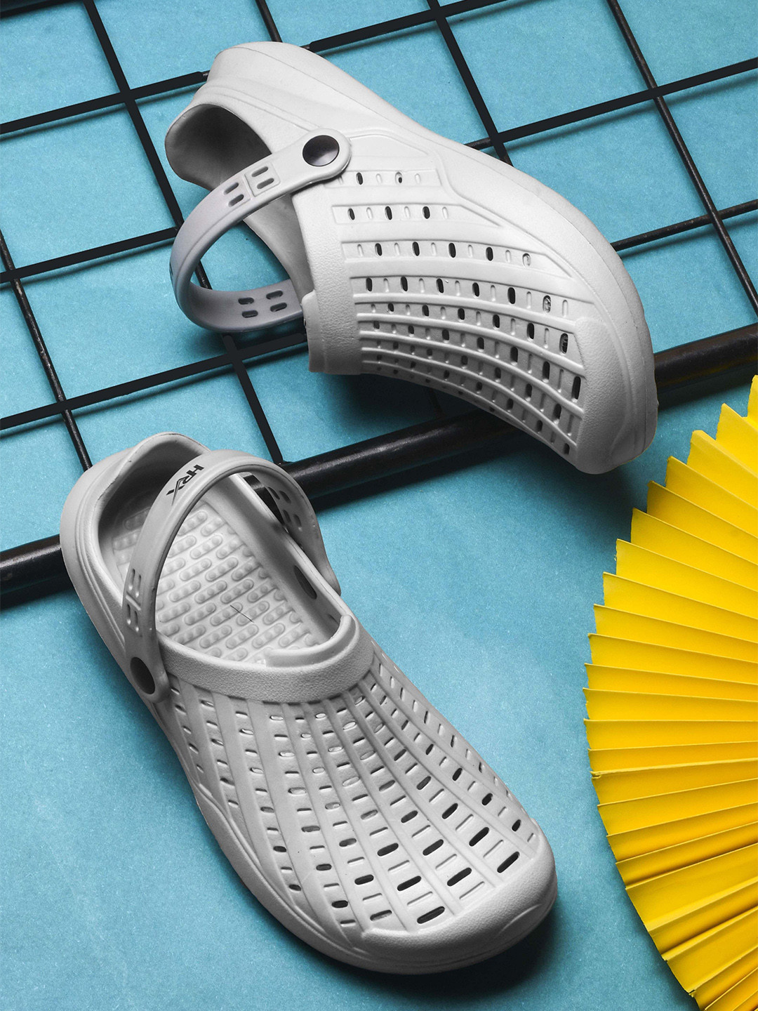 Buy HRX By Hrithik Roshan Men Grey Rubber Clogs - Flip Flops for Men ...