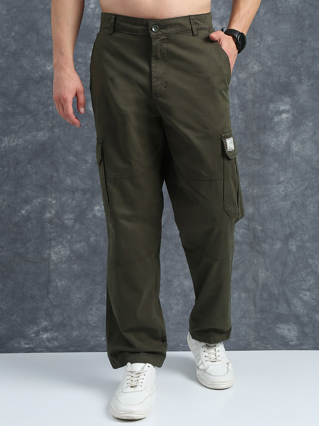 Buy The Roadster Lifestyle Co Cotton Relaxed Fit Cargos - Trousers for ...