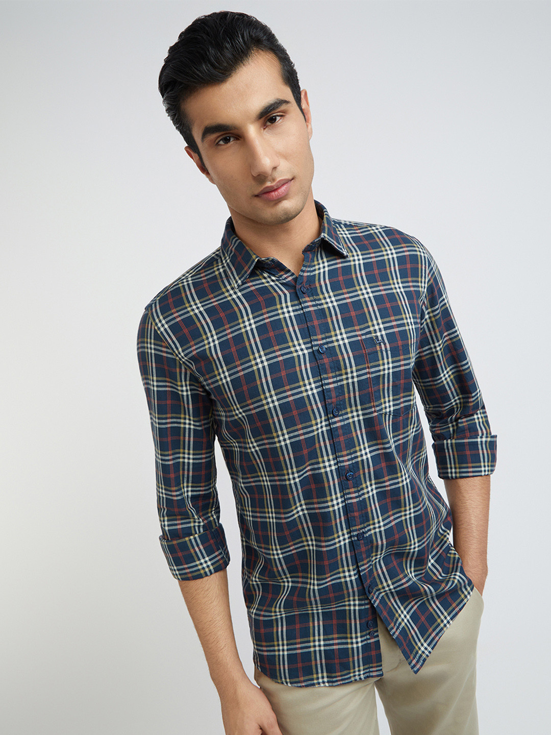 Buy Parx Men Slim Fit Tartan Checks Opaque Checked Casual Shirt ...