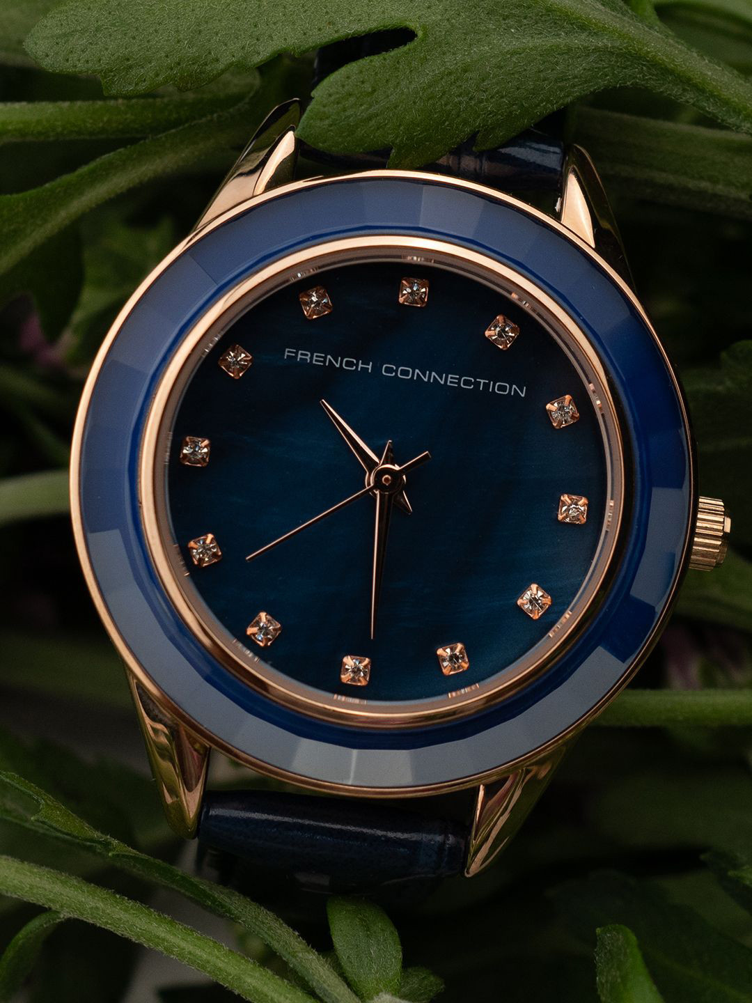 Buy French Connection Women Embellished Dial & Leather Straps Analogue ...