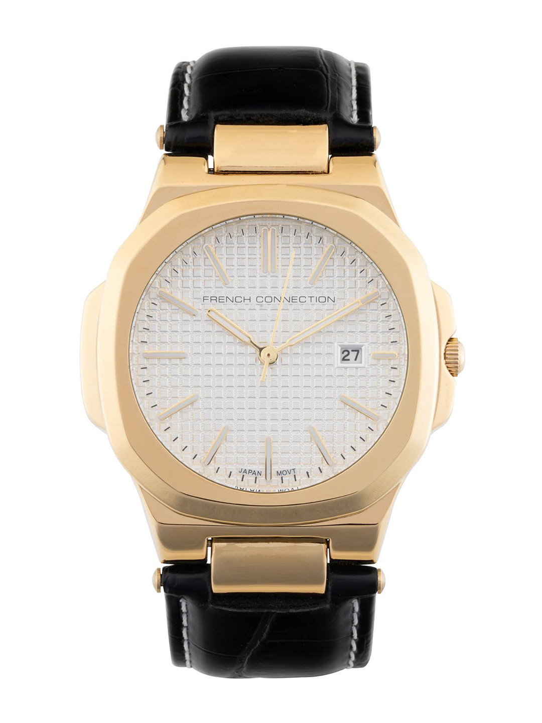 Buy French Connection Men Textured Dial & Leather Straps Analogue Watch ...