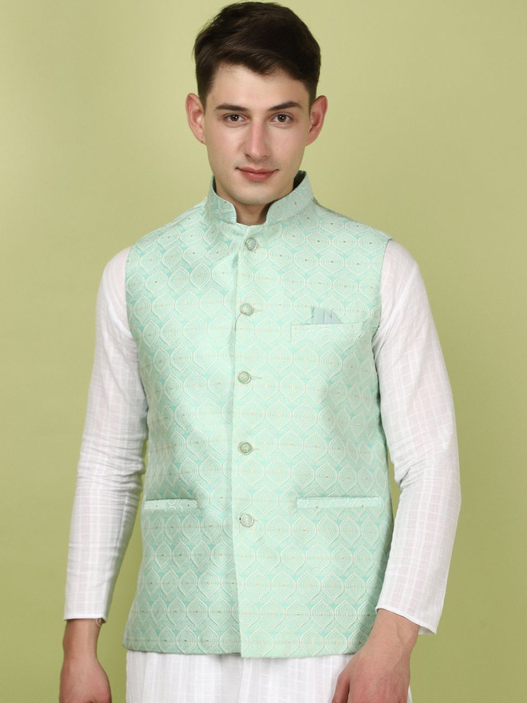 Buy V Mart Men's Self Design Woven Nehru Jacket - Nehru Jackets for Men ...