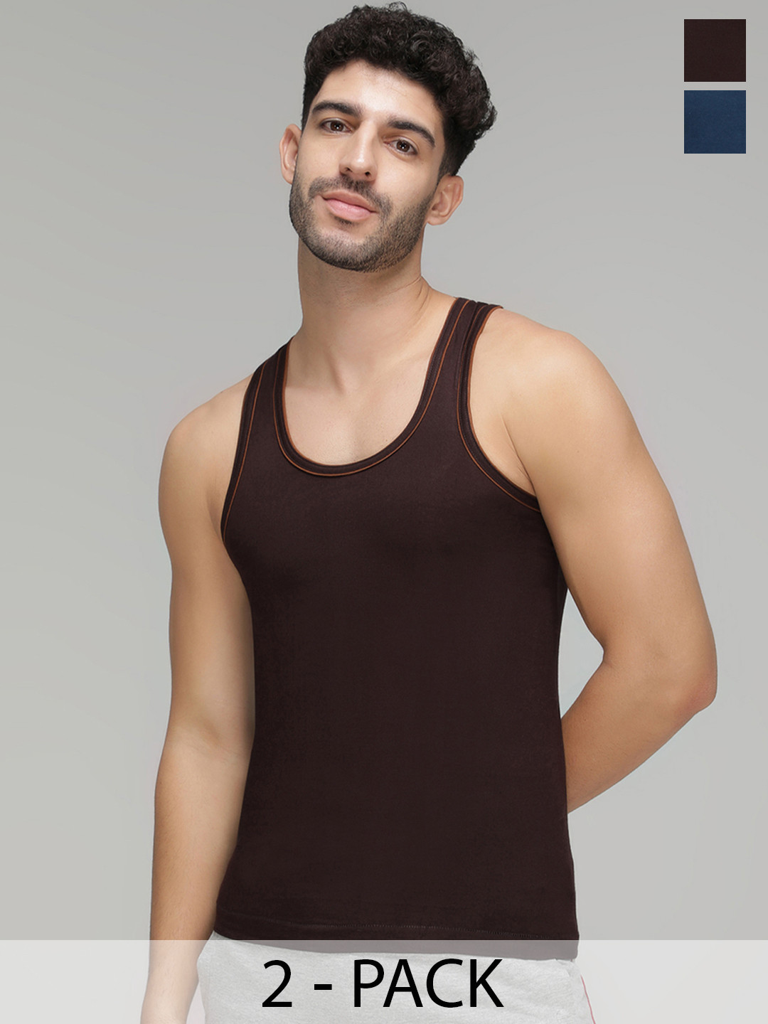 Buy AMUL COMFY Pack Of 2 Sleeveless Cotton Innerwear Vests - Innerwear ...