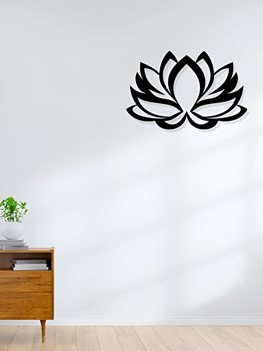 Buy ARTROOMS Black Lotus Design Metal Wall Decor - Wall Decor for ...