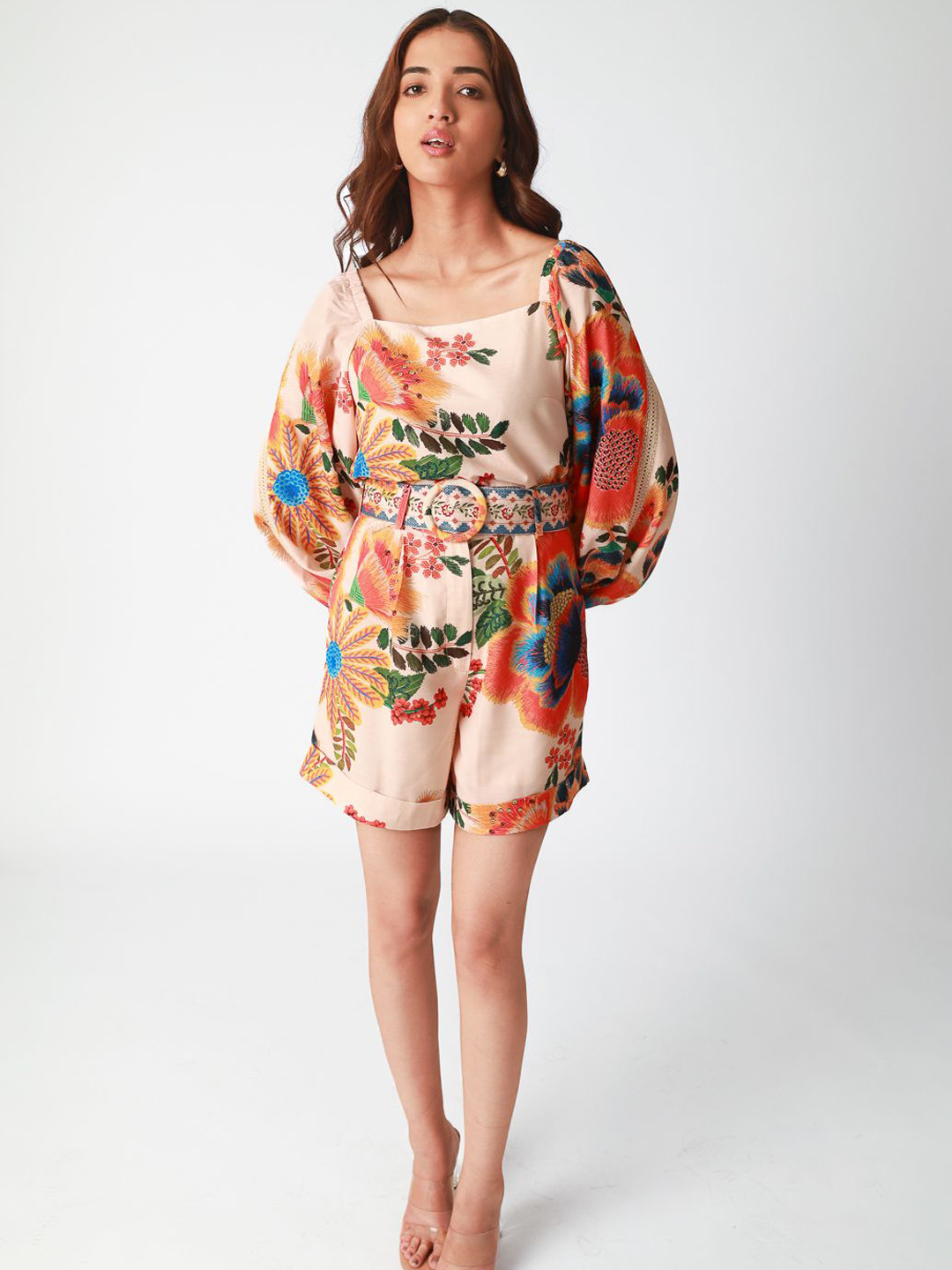 Buy Strong And Brave Floral Printed Square Neck Top & Short - Co Ords ...