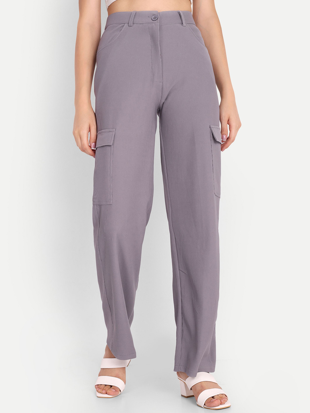 Buy FNOCKS Women Relaxed Straight Leg Straight Fit High Rise Cargo ...