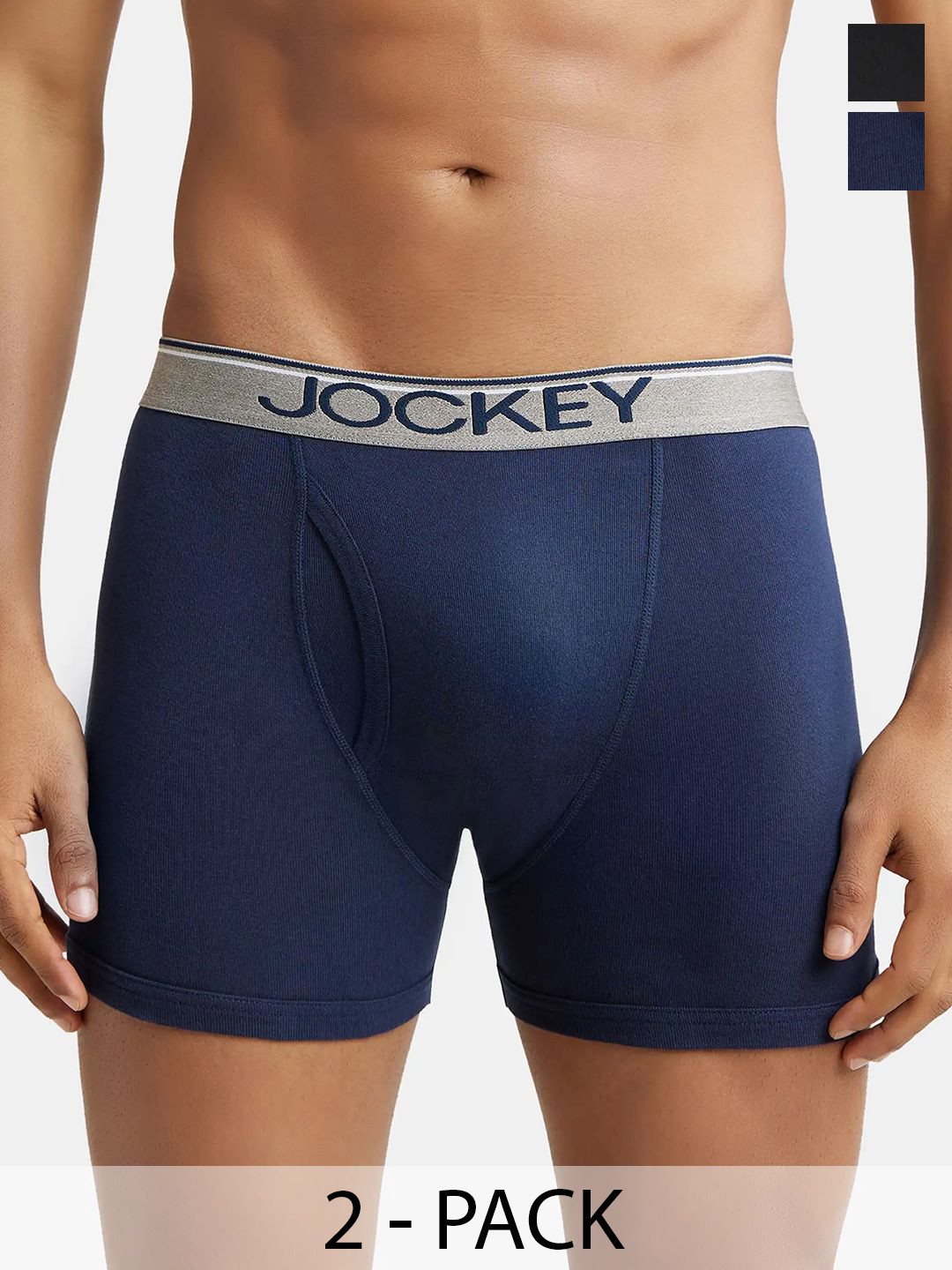 Buy Jockey Pack Of 2 Mid Rise Outer Elastic Cotton Trunks 11036488 1 ...