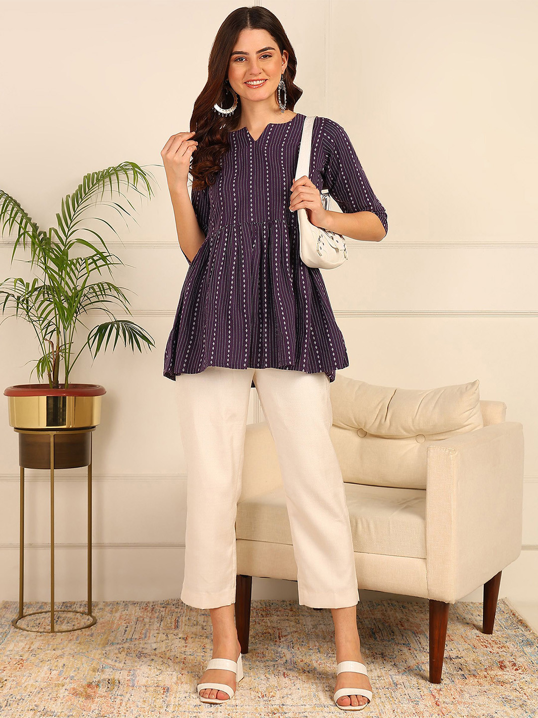 Buy HIVA TRENDZ Striped Printed Tunic - Tunics for Women 30103570 | Myntra