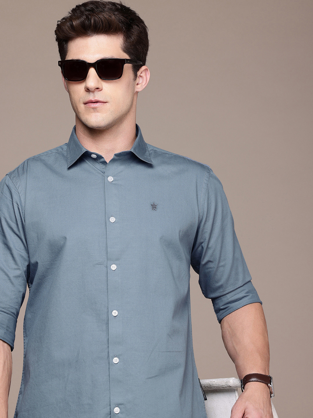 Buy French Connection Men Premium Slim Fit Pure Cotton Casual Shirt ...