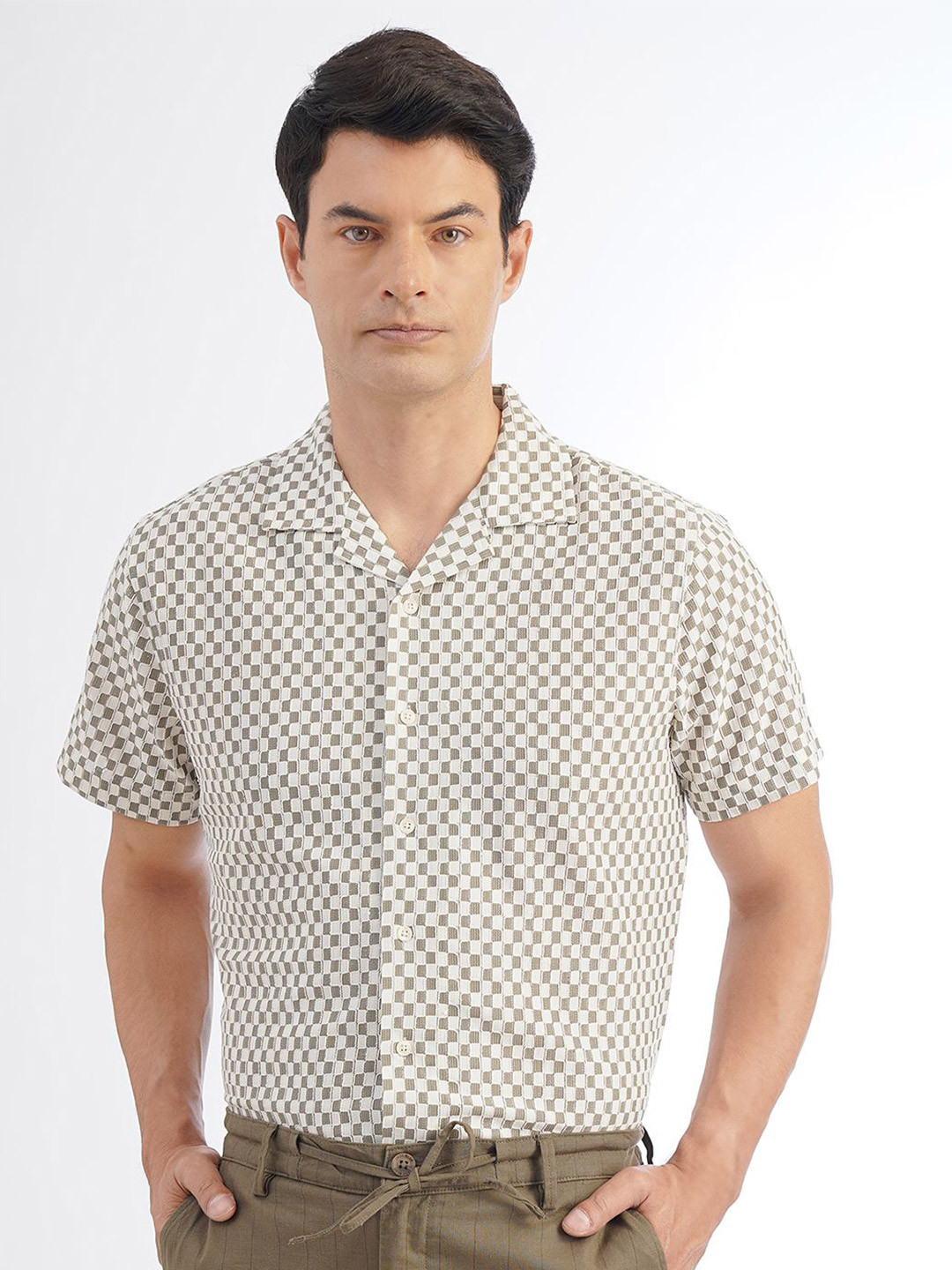 Buy JADE BLUE Men Slim Fit Striped Half Sleeve Casual Shirt - Shirts for Men 30109117 | Myntra
