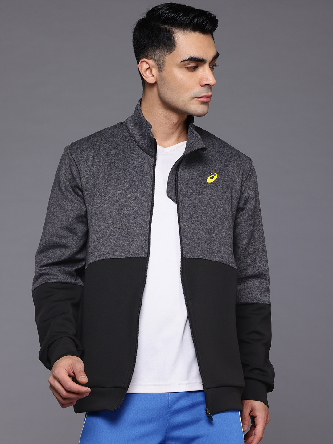 Buy ASICS Men Colourblocked Running Sporty Jacket - Jackets for Men ...