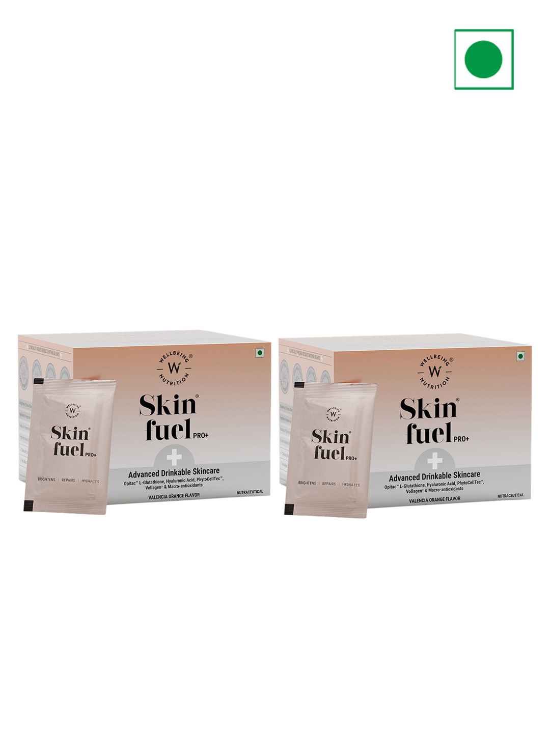 Buy Wellbeing Nutrition Set Of 2 Skin Fuel Pro+ Valencia Orange Flavour ...