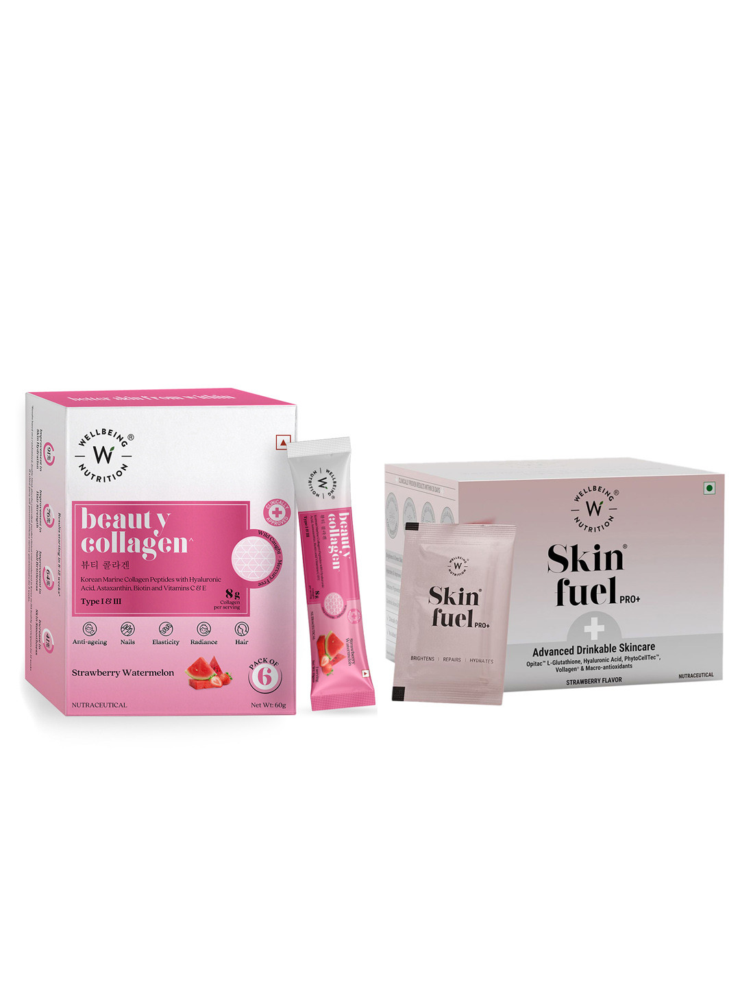 Buy Wellbeing Nutrition Skin Fuel Pro+ 28 Sachet & Beauty Collagen ...