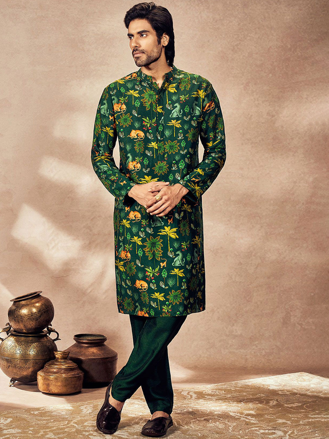 Buy Masaba Floral Printed Mandarin Collar Straight Kurta - Kurtas for ...