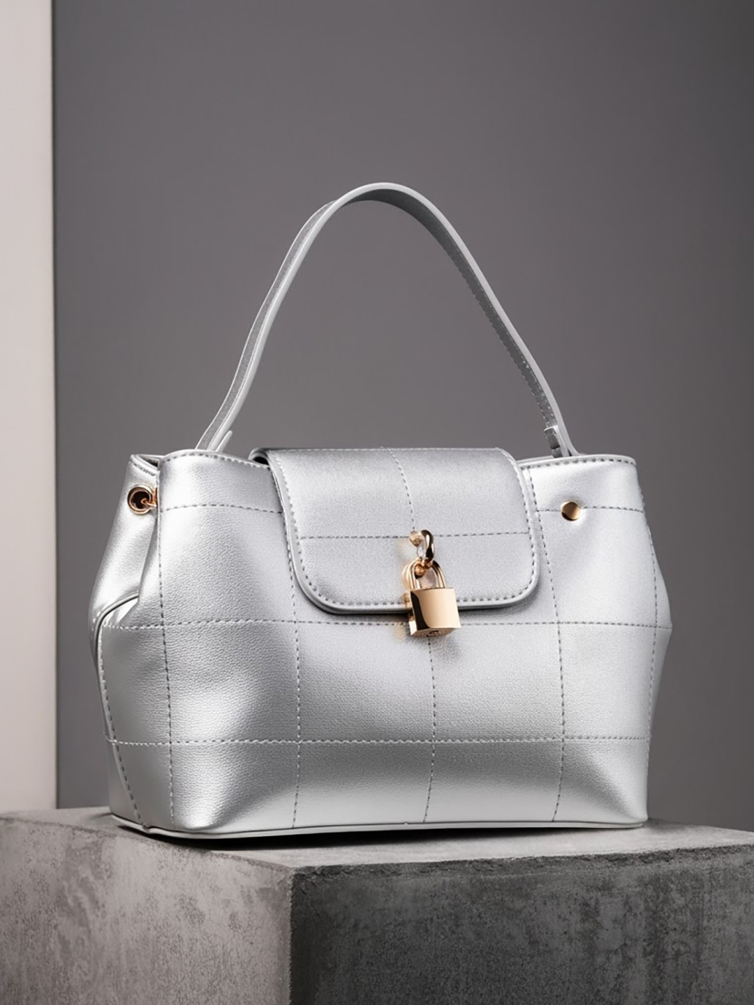 Buy French Connection Checked Structured Handheld Bag - Handbags for ...