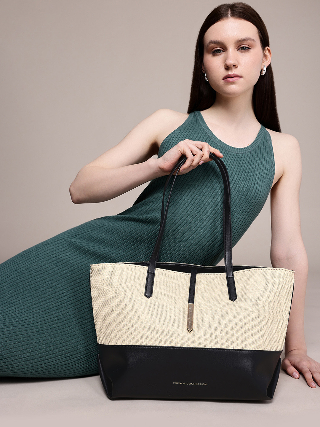 Buy French Connection Colourblocked Oversized Structured Shoulder Bag ...