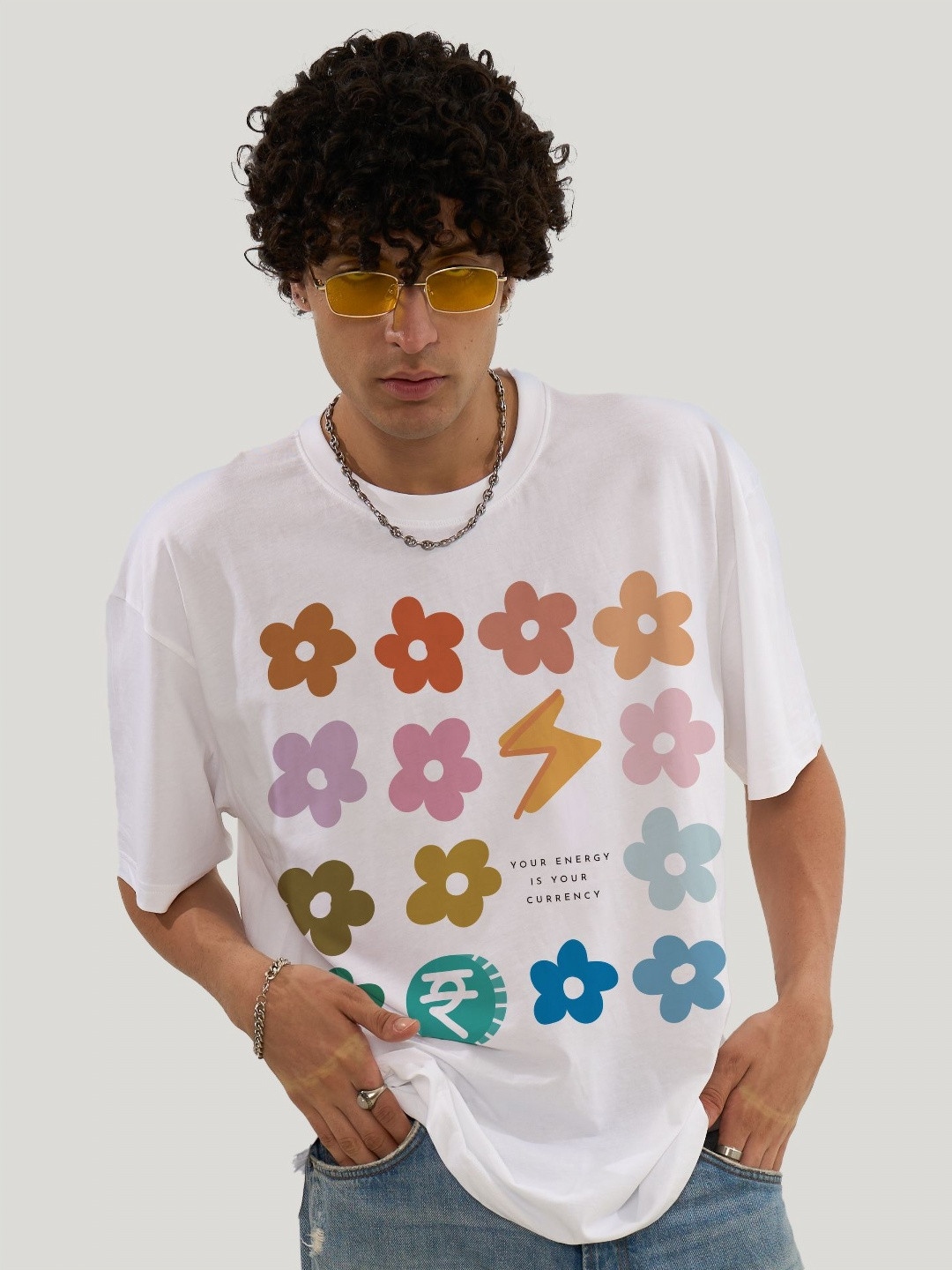 Buy Exhale Label The Energy Unisex Cotton Typographic Oversized Fit T ...