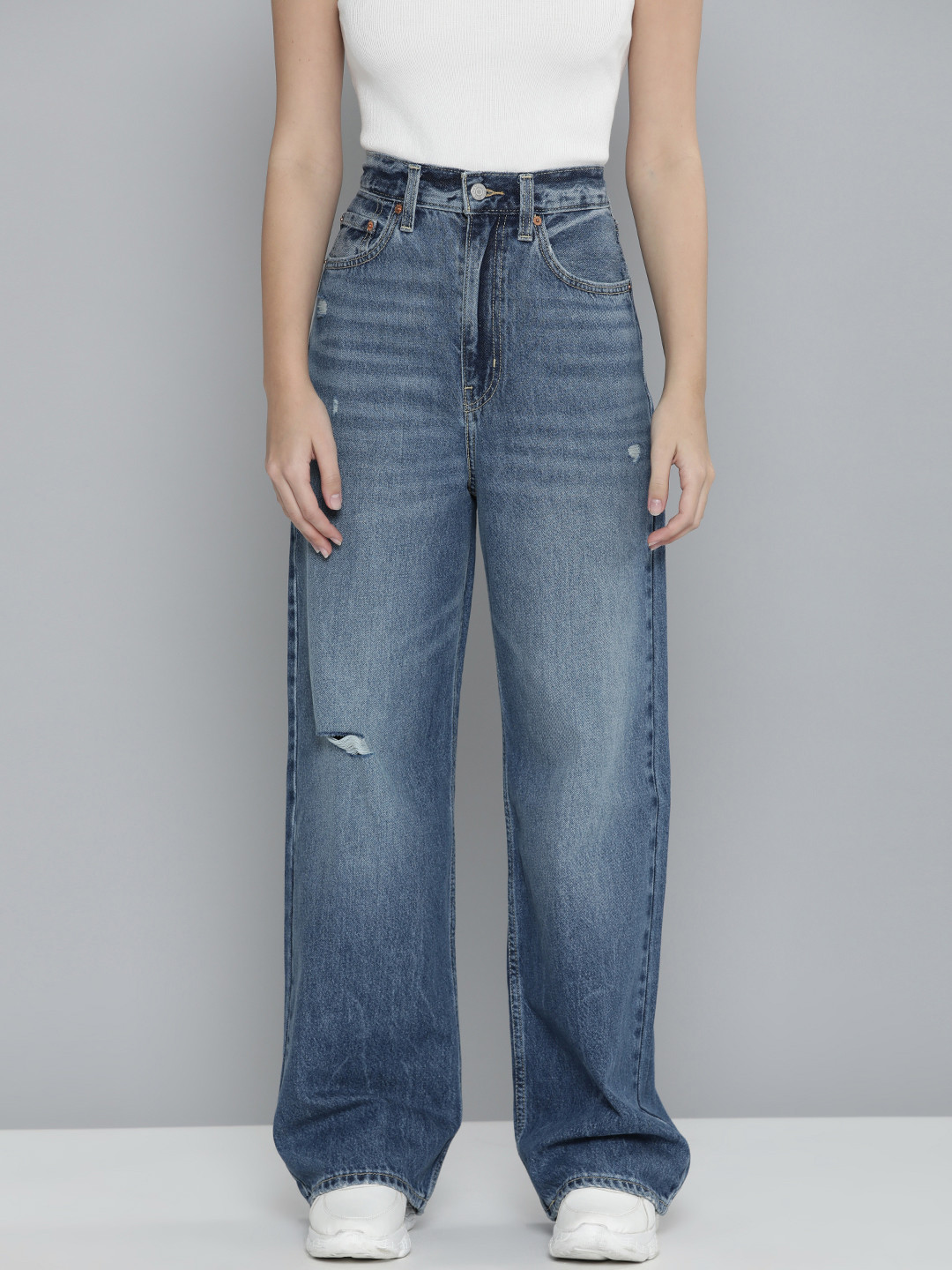 Buy Levis Women Loose Fit High Rise Low Distress Light Fade Jeans ...