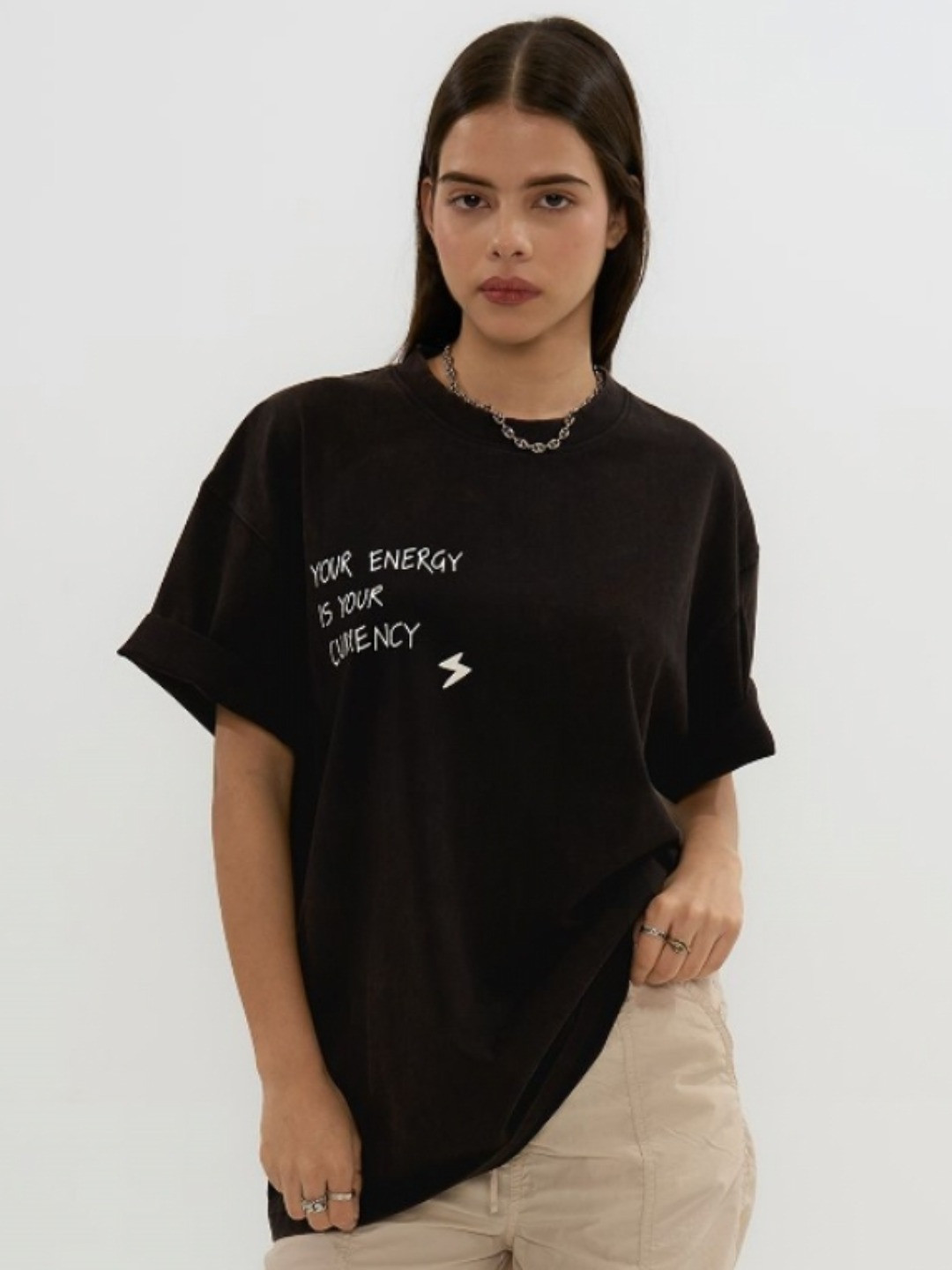 Buy Exhale Label The Currency Unisex Cotton Typographic Oversized Fit T ...