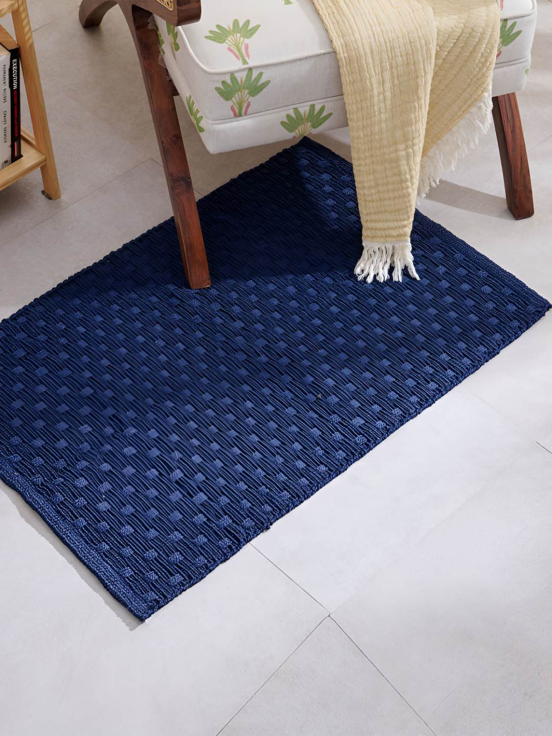 Buy Home Centre Blue Cotton Rectangular Floor Mat - Floor Mats ...