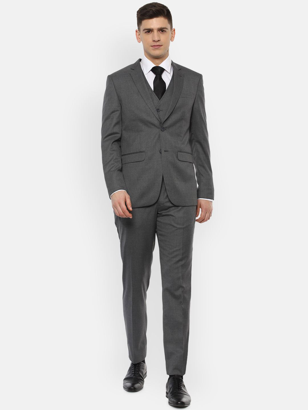 Buy Louis Philippe Men Self Design 3 Piece Slim Fit Textured Suits ...