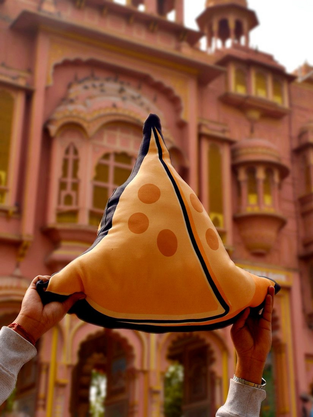 Buy Indigifts Brown & Black Printed Samosa Shaped Pre Filled Cushion ...