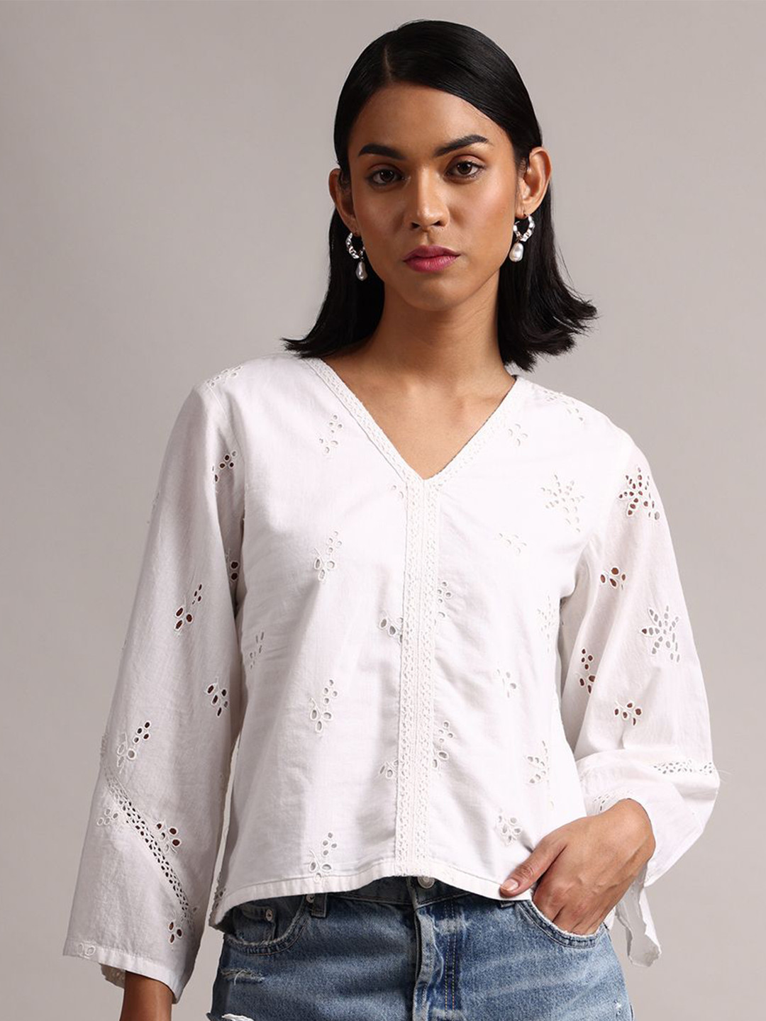 Buy Zaccai Women Cotton Schiffli Regluar Top - Tops for Women 30125830 ...