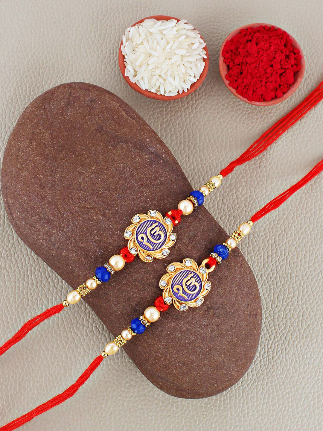 Buy LUCKY JEWELLERY Set Of 2 Ik Onkar Sikh Thread Rakhis With Roli ...