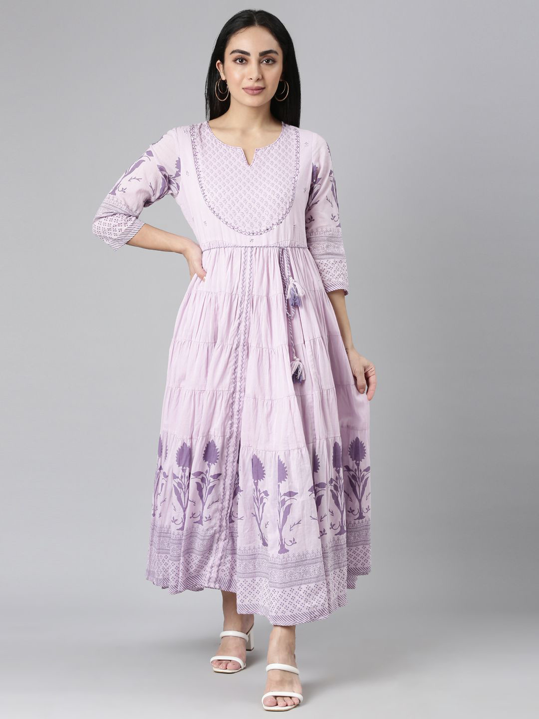 Buy Neerus Women Ethnic Motifs Print Maxi Midi Dress - Dresses for ...