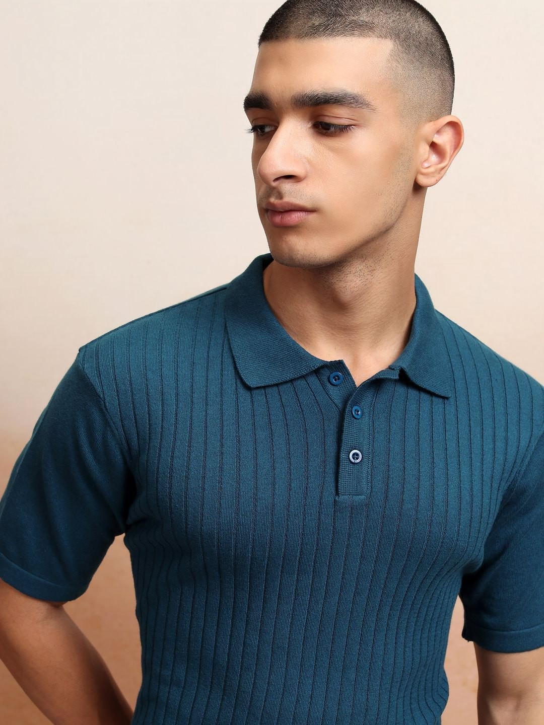 Buy Highlander Men Knitted Textured Polo Collar T Shirt - Tshirts for ...
