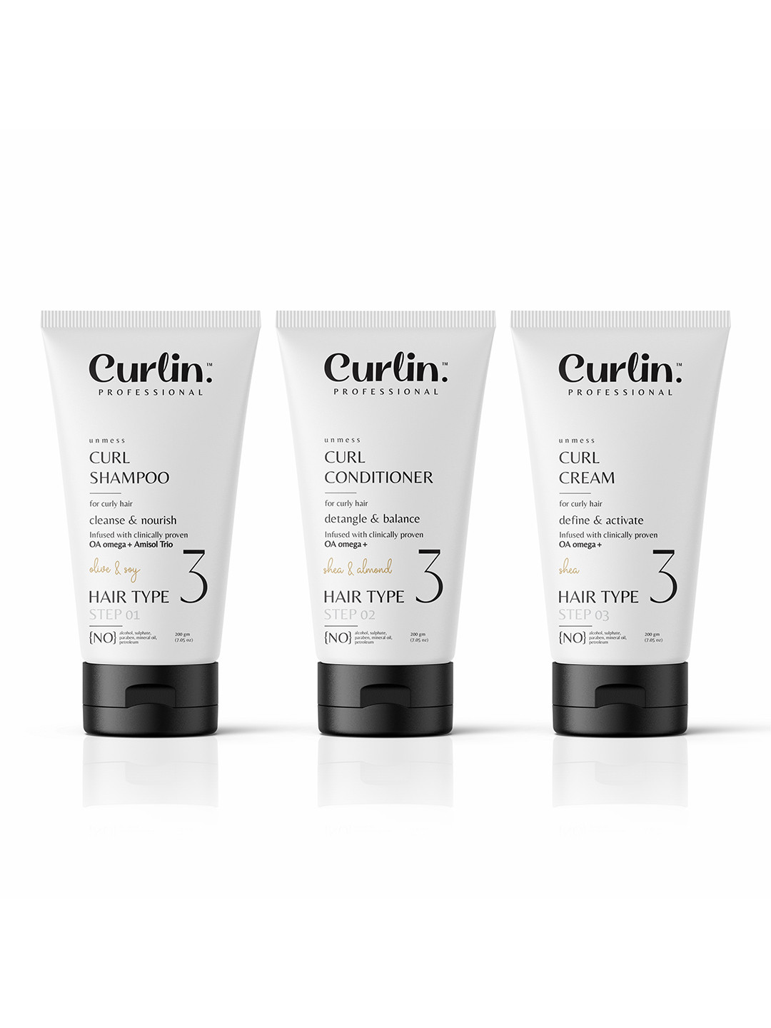 Buy Curlin Professional Set Of 3 Curl Shampoo, Curl Conditioner & Curl ...