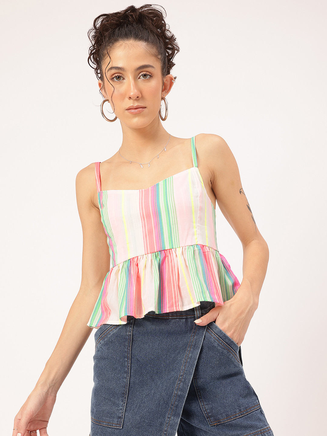 Buy DressBerry Colour Pop Striped Peplum Top - Tops for Women 30134133 ...