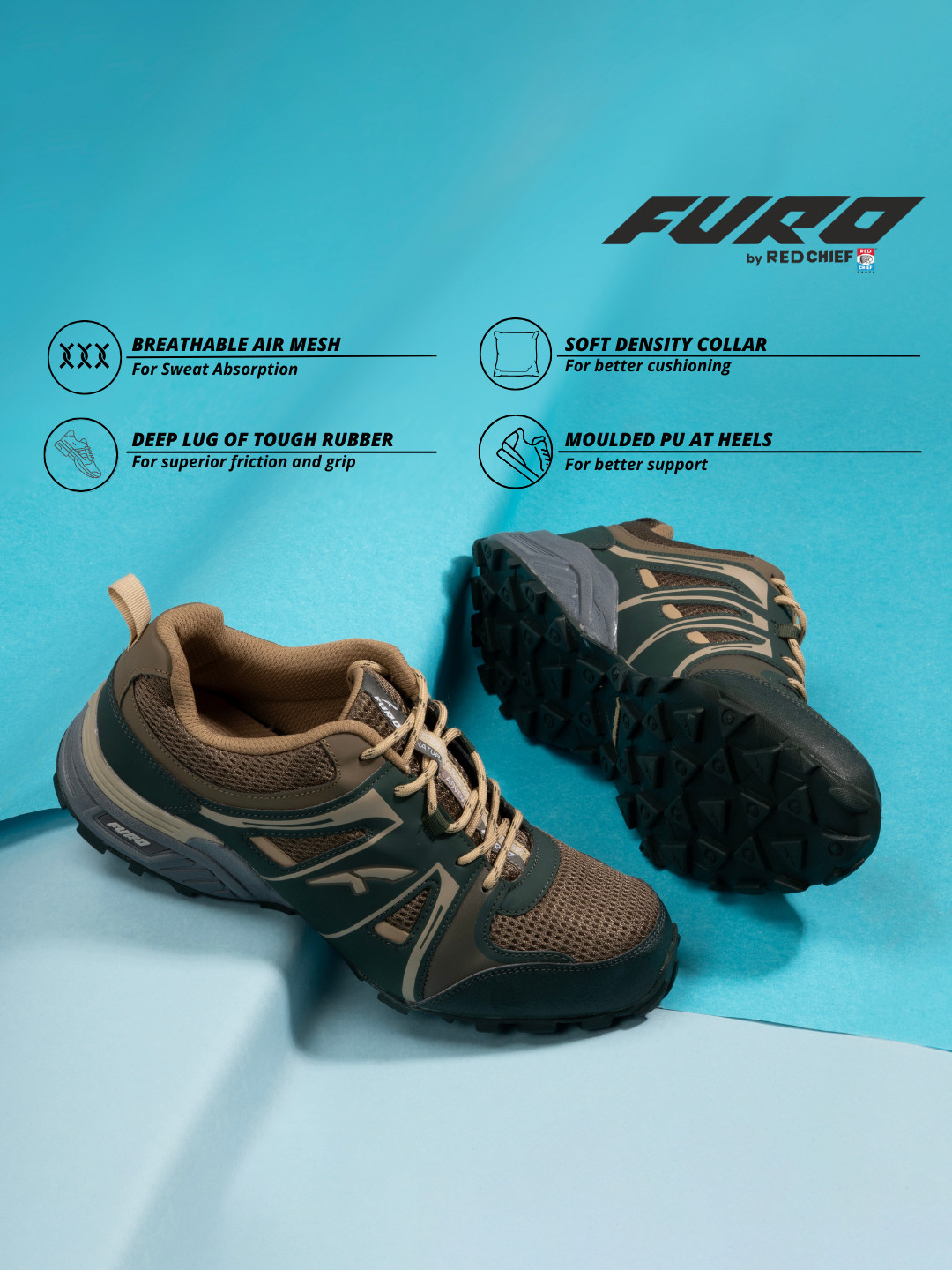 Buy FURO By Red Chief Men Brown Mesh Mid Top Trekking Shoes - Sports ...