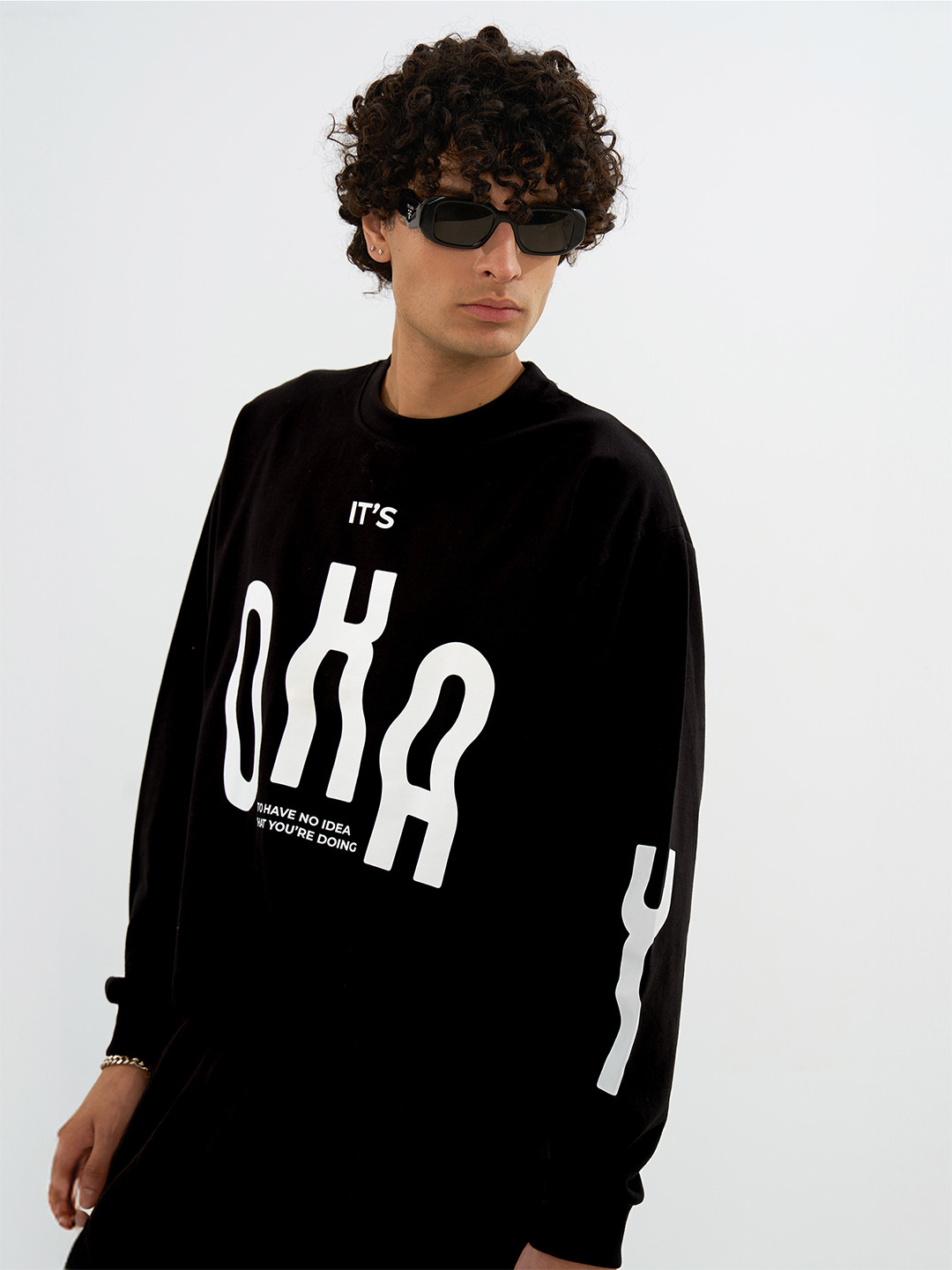 Buy Exhale Label The Its OK Unisex Cotton Typographic Oversized Fit ...