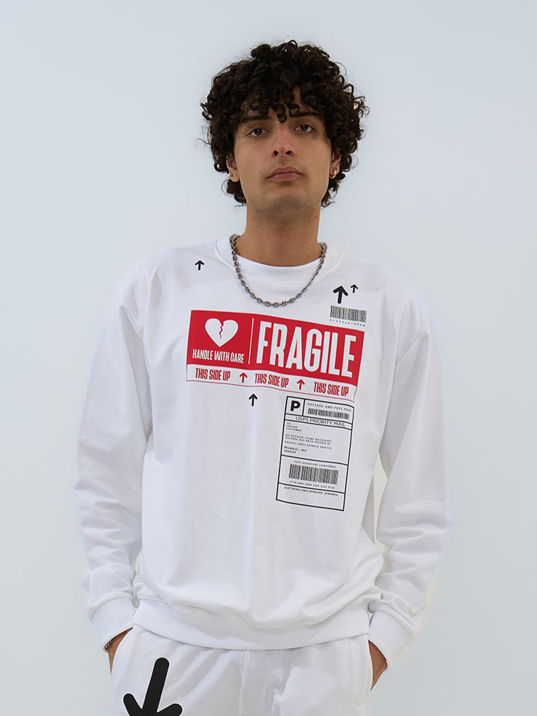 Buy Exhale Label The Fragile Unisex Cotton Typographic Oversized Fit ...