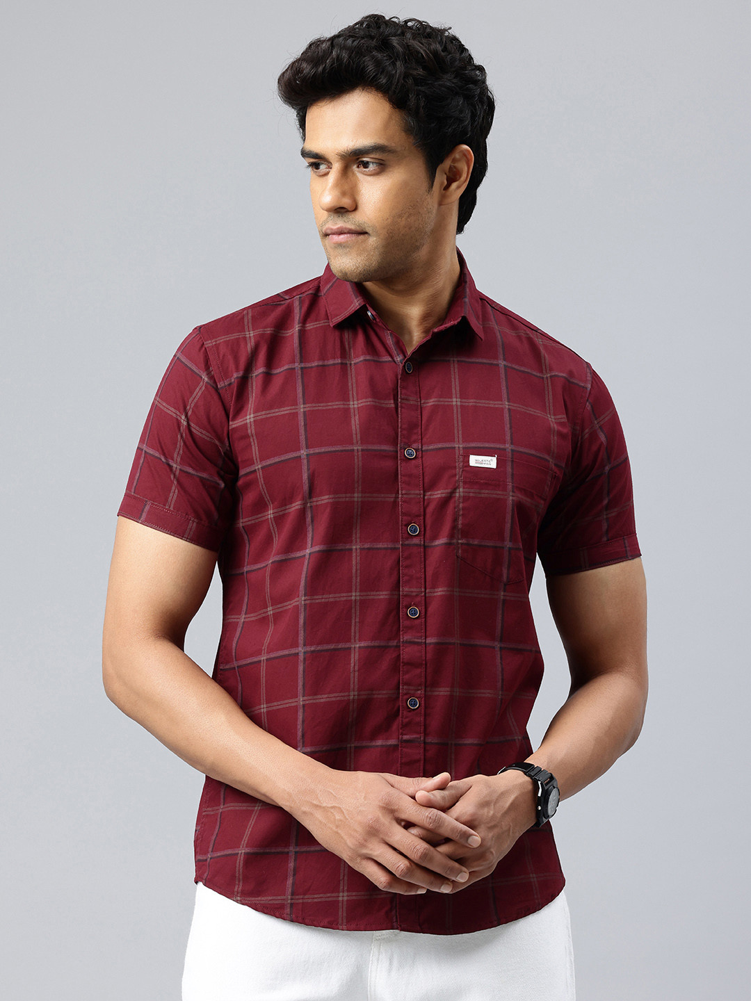Buy Majestic Man Men Classic Slim Fit Opaque Checked Casual Shirt ...